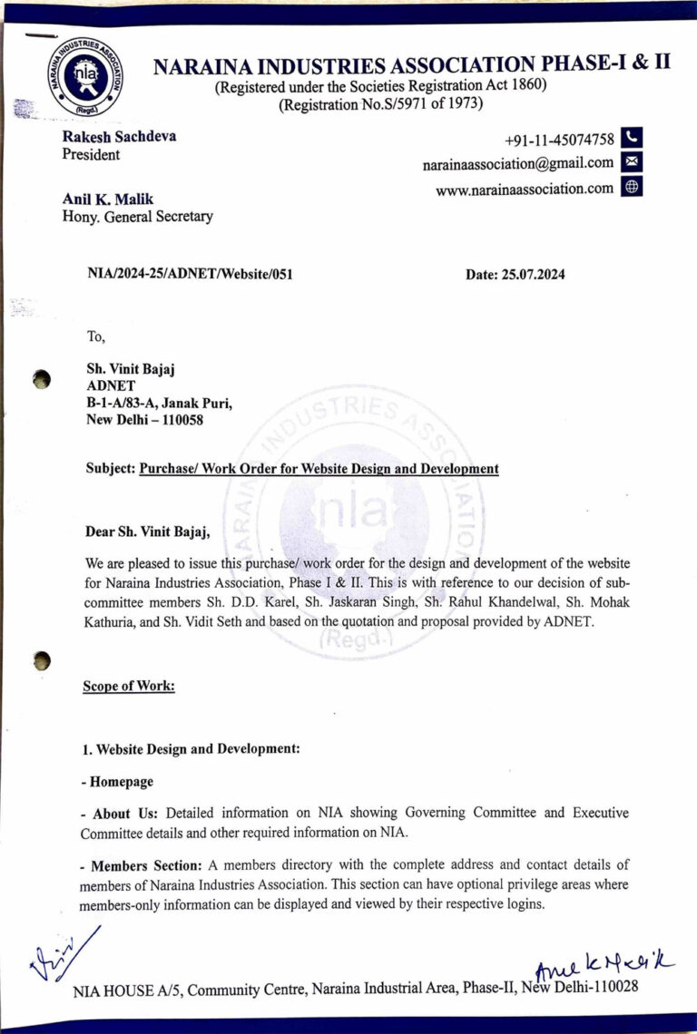 Website-Work Order-25.07.2024 – Naraina Industries Association
